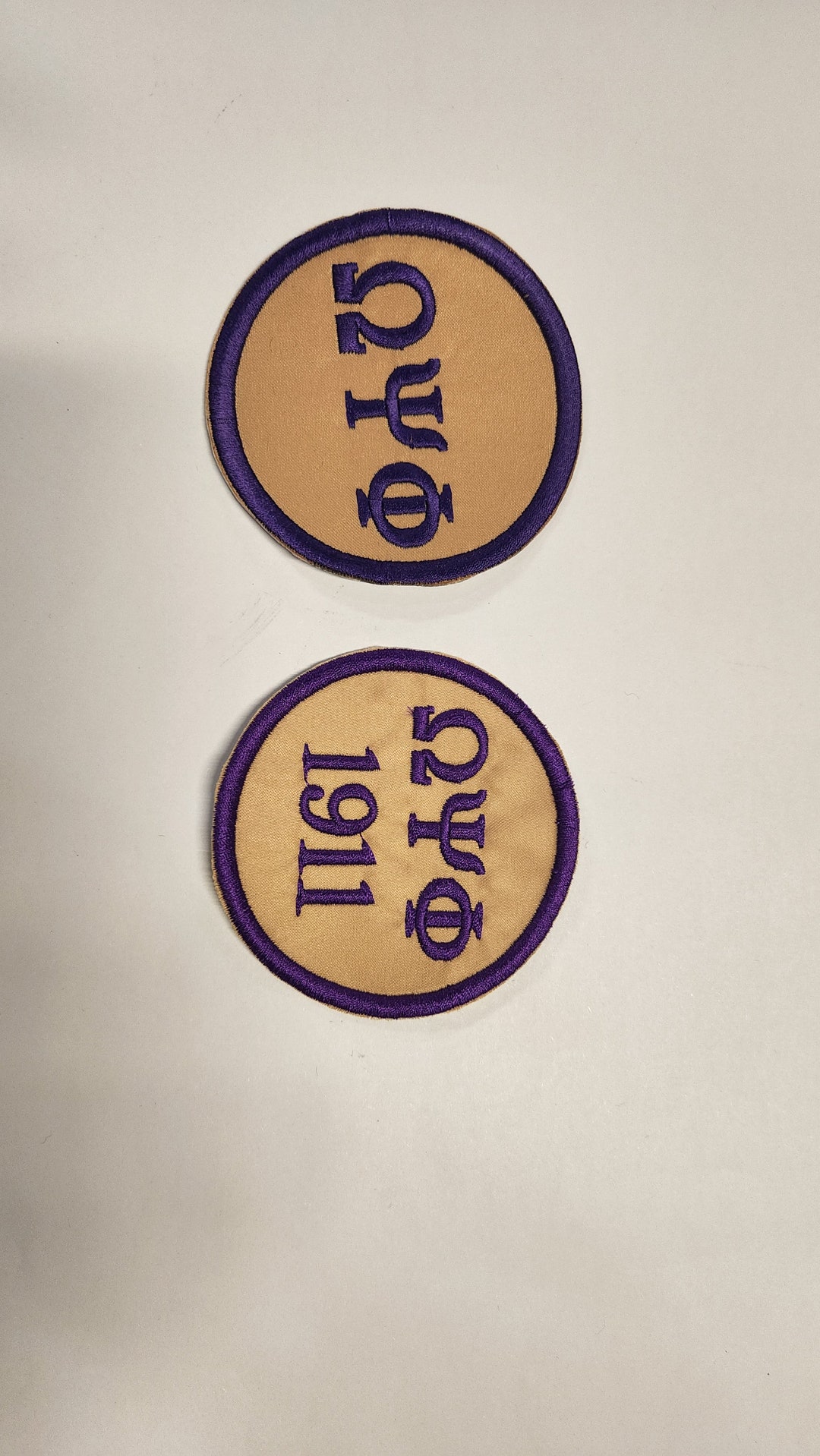OMEGA PSI PHI 1911 Old Gold Satin Patch 3"inch Round /old Gold Satin W ...