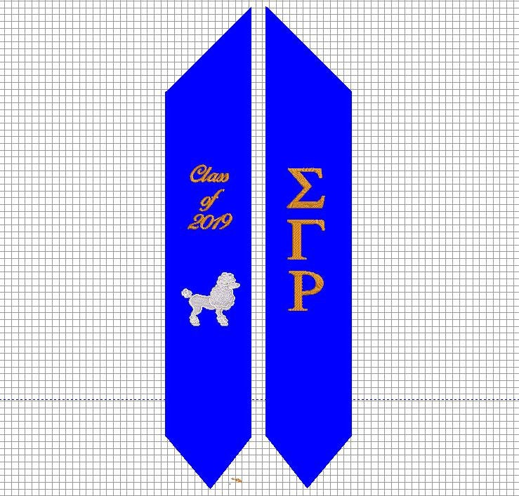 Custom Embroidered Royal Blue Graduation Stole w SGR Shield, Greek ...