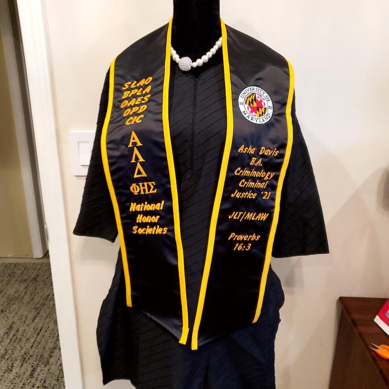 Custom Embroidered Graduation Stole With Slant - Etsy