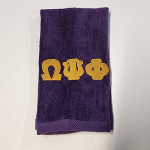 OMEGA PSI PHI Finger Towel/omega Embroidered Sports Towel/omega Greek ...
