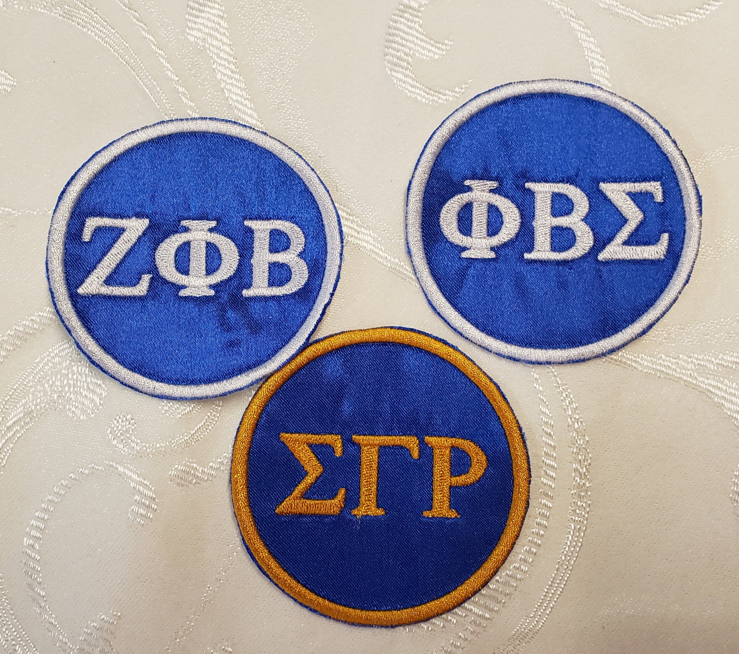 Zeta Phi Beta/ Phi Beta Sigma/Sigma Gamma Rho 3 round Embroidered Greek ...