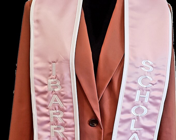 IBARRA SCHOLAR Custom Pink Graduation Stole W White Embroidery/trim - Etsy