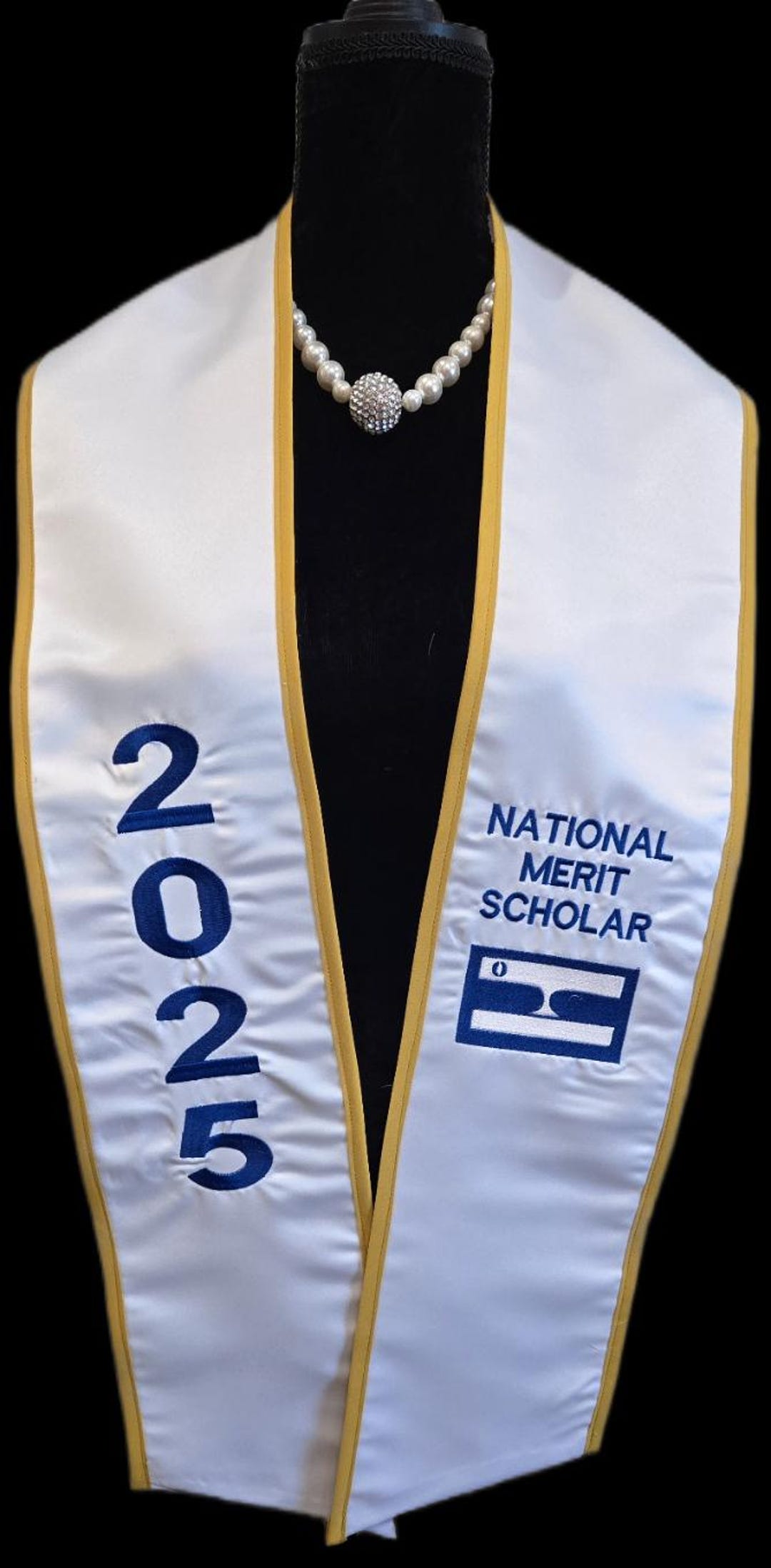 MERIT SCHOLAR SATIN Graduation Stole/slant Bottom/contrast Trim/custom ...