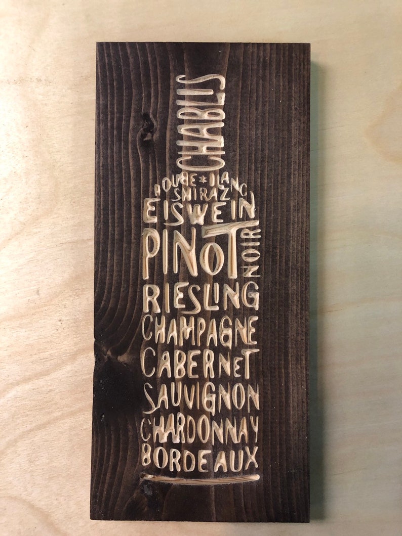 Carved Wine Bottle Sign With Wine Names - Etsy
