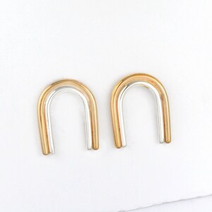 Minimal Tiny Arch Stud Earrings | Geometric Curved Arch Stud | 14kgf ...