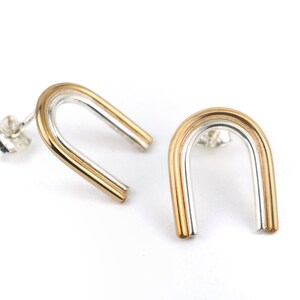 Minimal Tiny Arch Stud Earrings | Geometric Curved Arch Stud | 14kgf ...