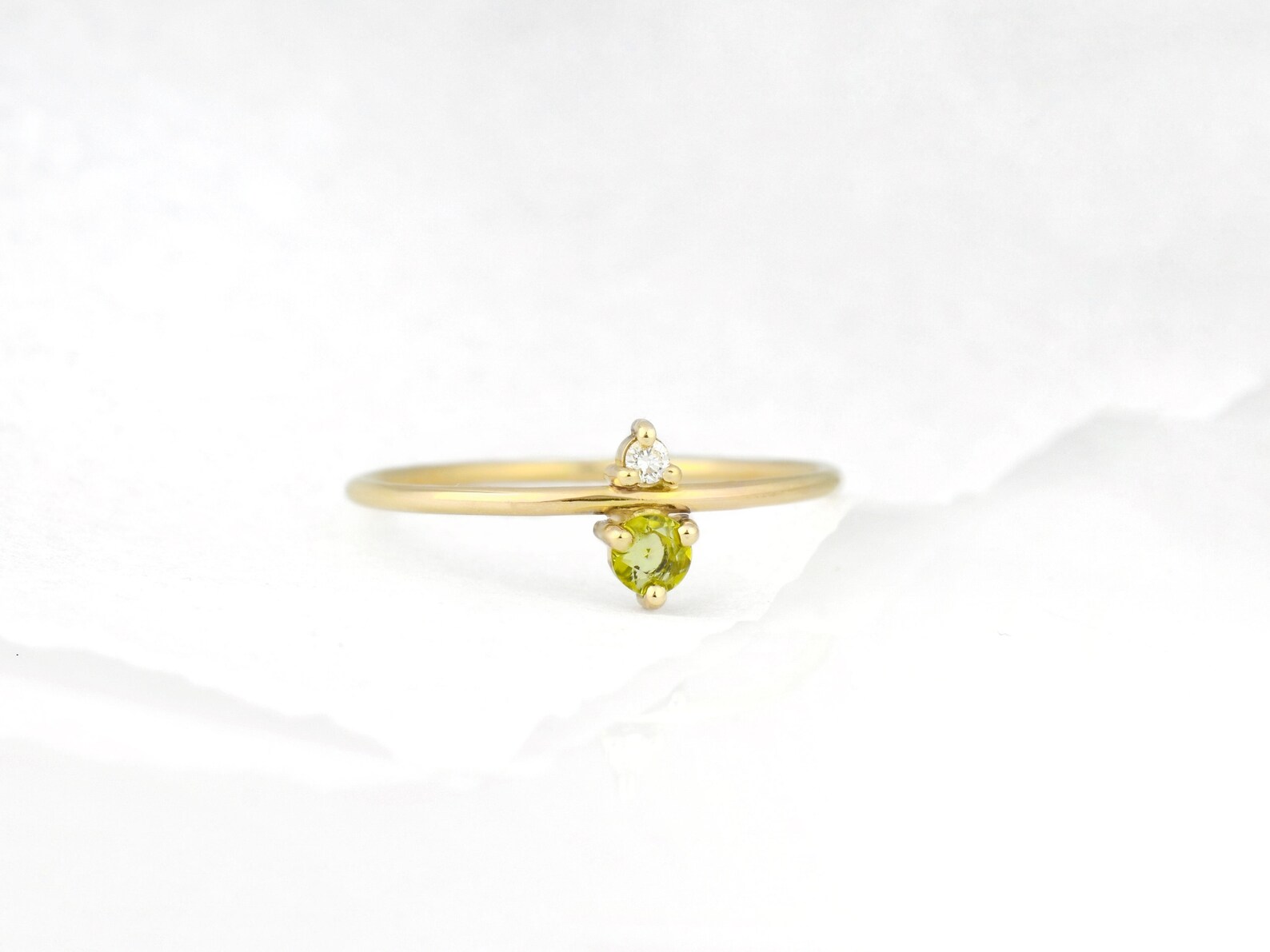 Peridot and Diamond August Birthstone Mother's Ring - Etsy