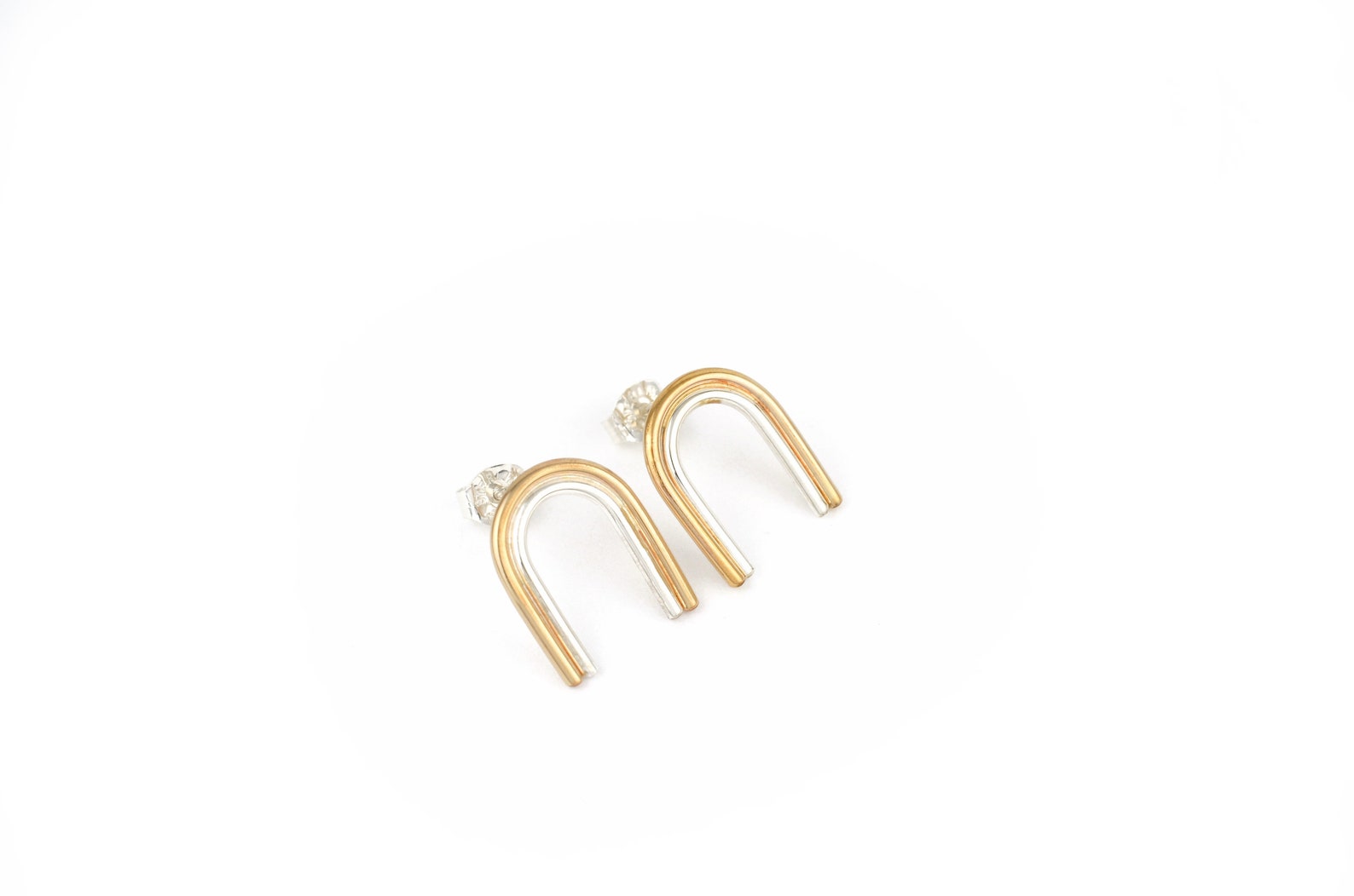Minimal Tiny Arch Stud Earrings Geometric Curved Earrings - Etsy