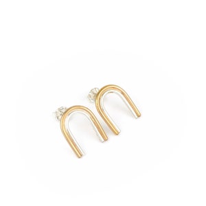 Minimal Tiny Arch Stud Earrings | Geometric Curved Arch Stud | 14kgf ...