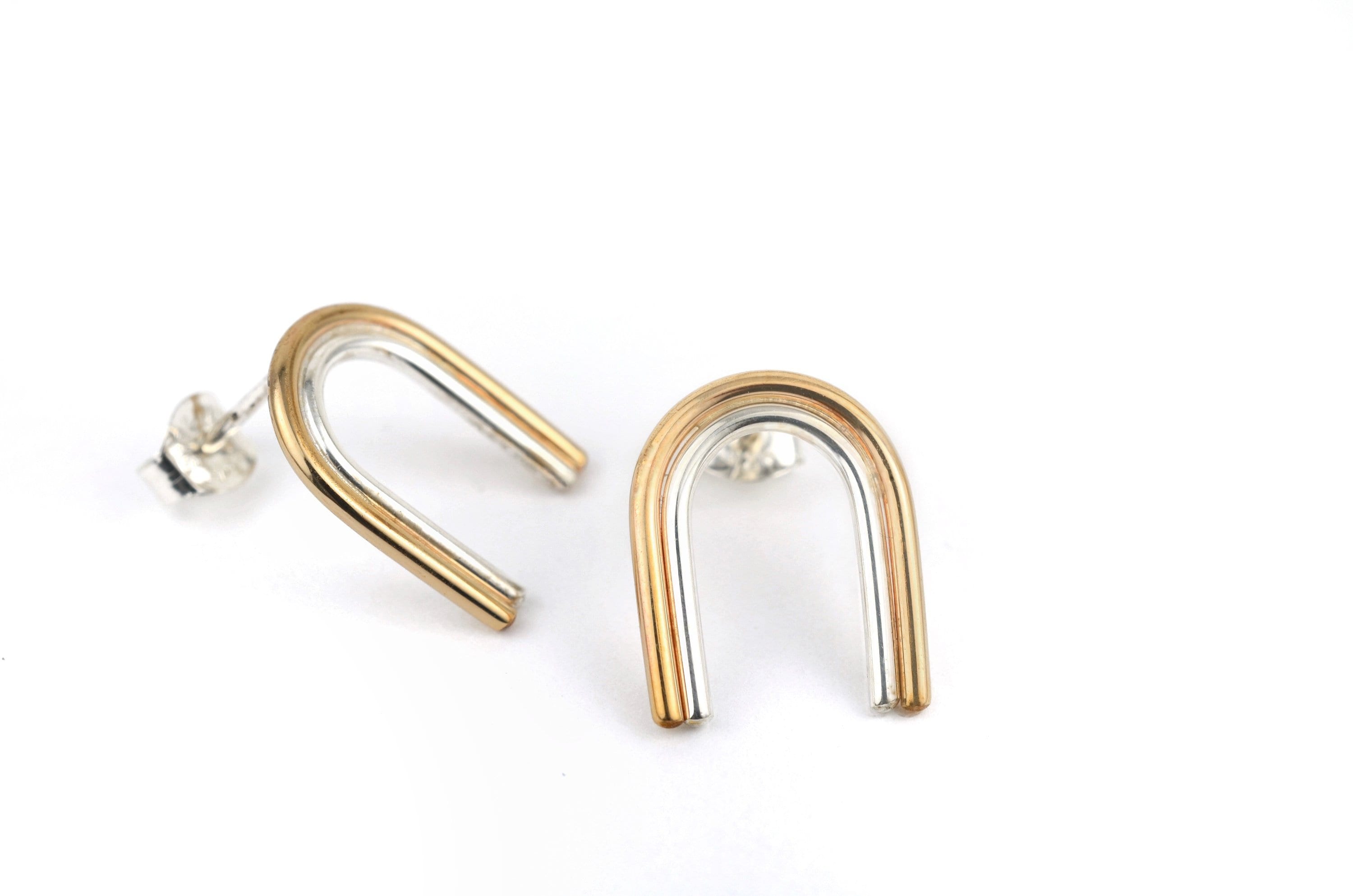 Minimal Tiny Arch Stud Earrings | Geometric Curved Arch Stud | 14kgf ...
