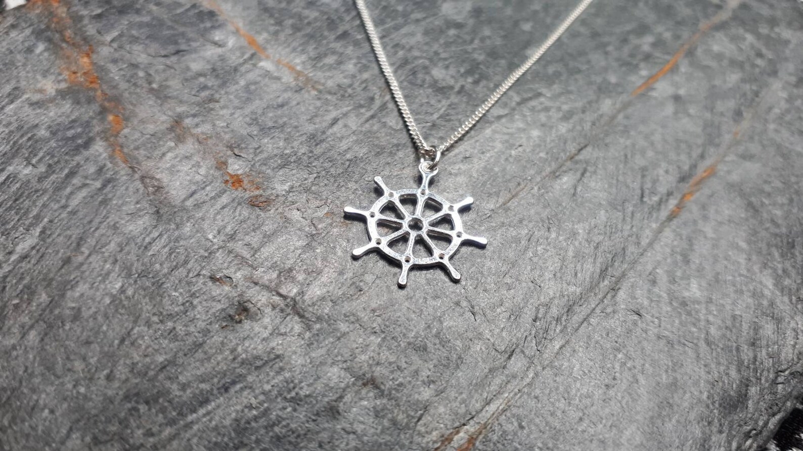 Sterling Silver Ship Wheel Necklace/nautical/silver Wheel/nautical ...