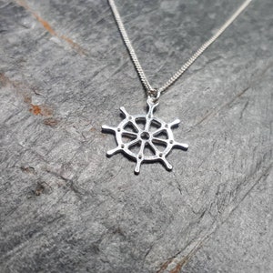 Sterling Silver Ship Wheel Necklace/nautical/silver Wheel/nautical ...