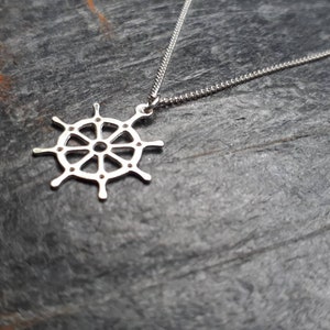 Sterling Silver Ship Wheel Necklace/nautical/silver Wheel/nautical ...