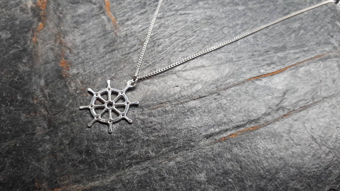 Sterling Silver Ship Wheel Necklace/nautical/silver - Etsy