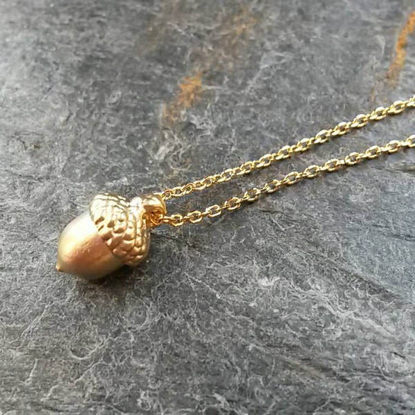 Gold Acorn Necklace - Etsy