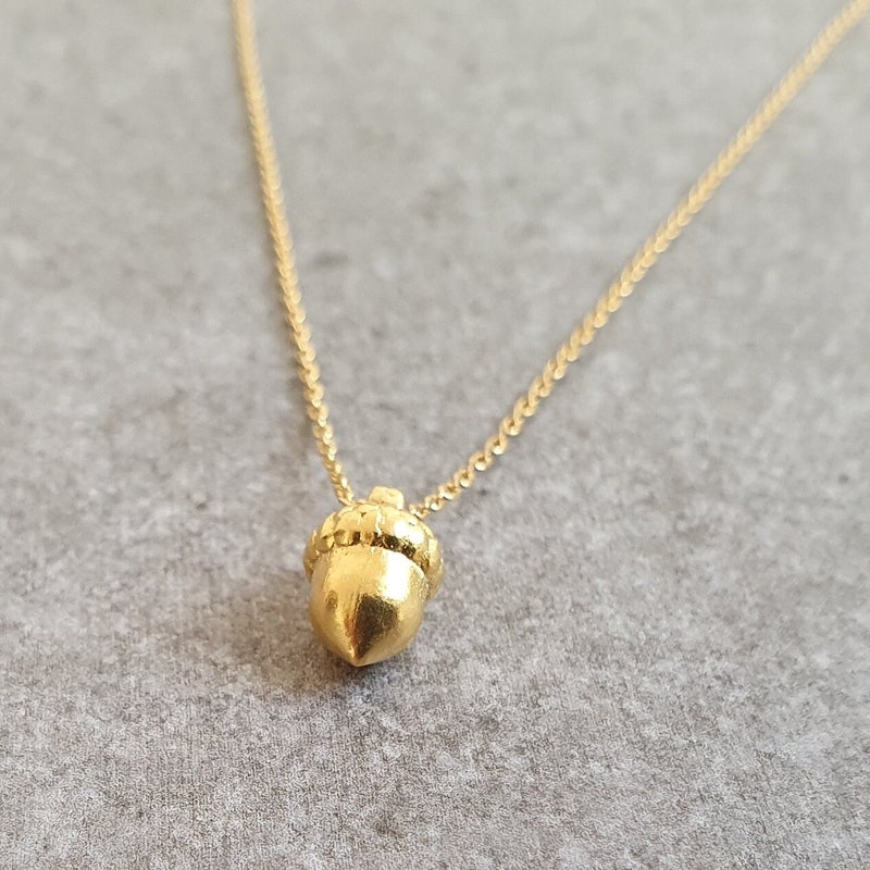Gold Acorn Necklace - Etsy