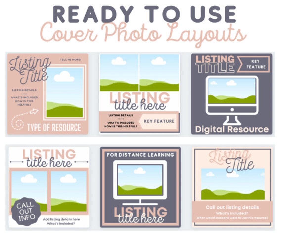 TPT Cover Photo Templates for Canva Square Muted Product - Etsy