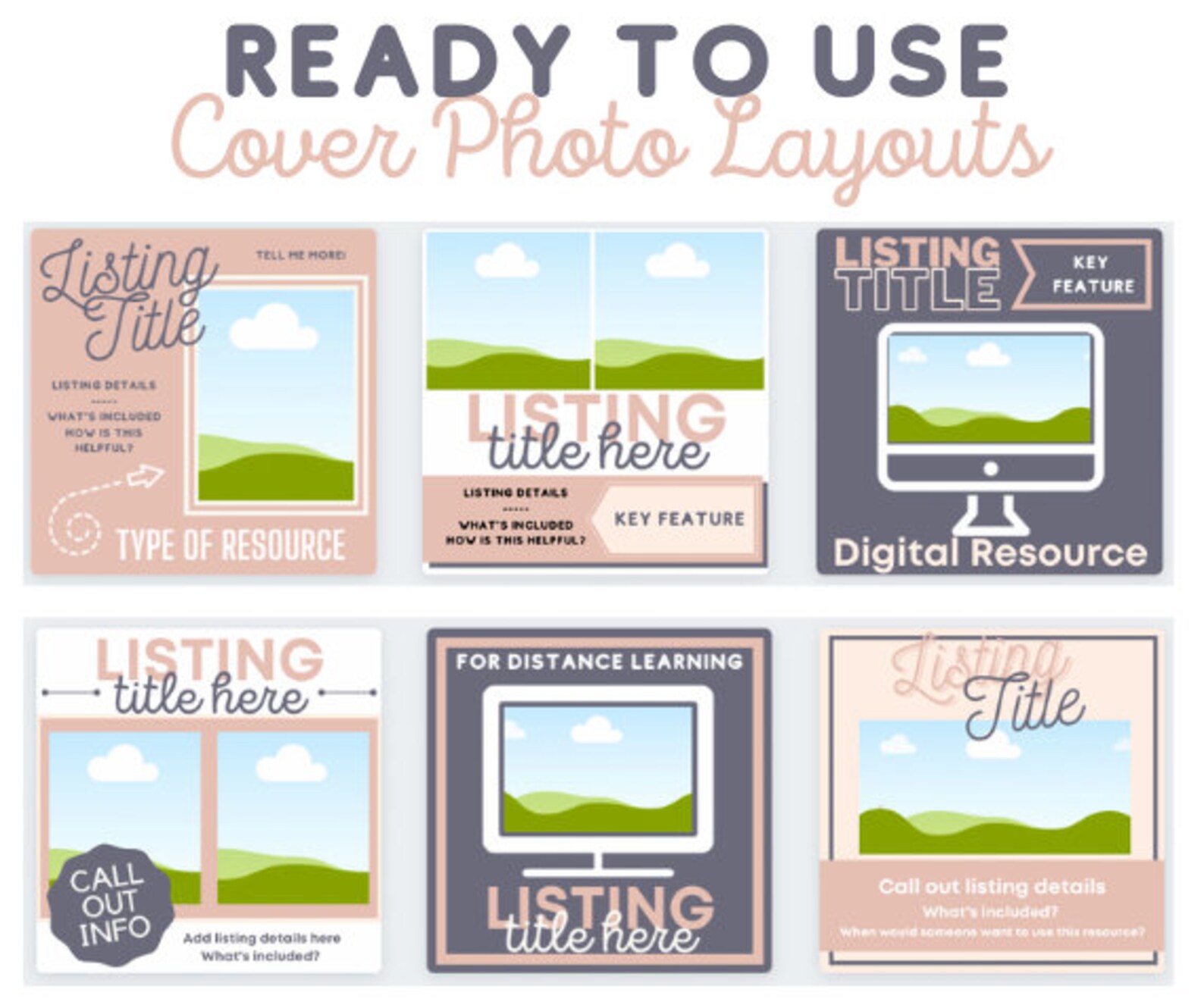 TPT Cover Photo Templates for Canva Square Muted Product - Etsy