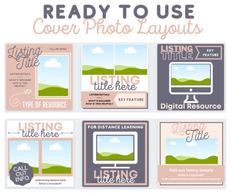 TPT Cover Photo Templates for Canva Square Muted Product - Etsy