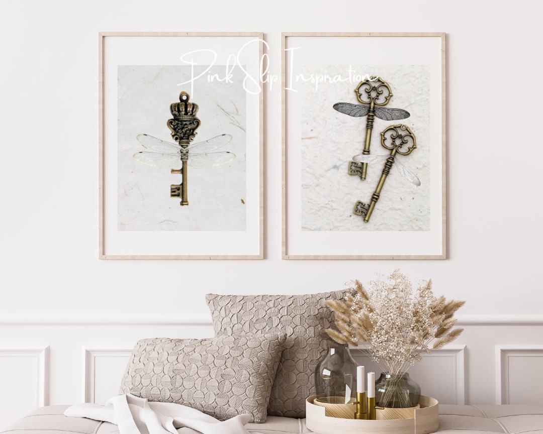 Flying Keys Wizard Art Print; Winged Keys Printable; Vintage Whimsical ...