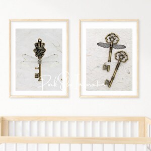 Flying Keys Wizard Art Print; Winged Keys Printable; Vintage Whimsical ...