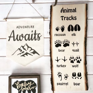 Animal Track Wood Sign: Woodland Nursery Sign Outdoor Nursery | Etsy