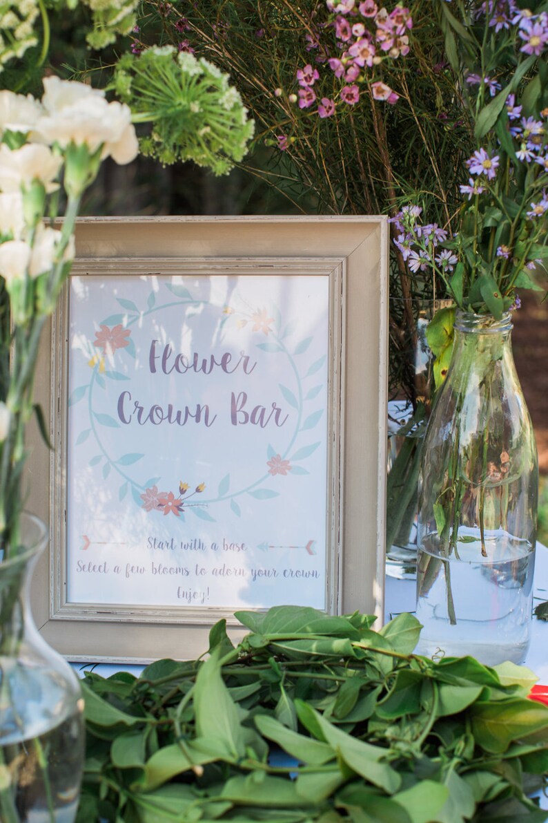 DIY Flower Crown Bar Printable 8 X 10 Bridal Shower Printable Bohemian ...