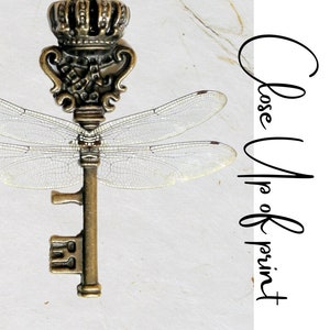 Flying Keys Wizard Art Print; Winged Keys Printable; Vintage Whimsical ...