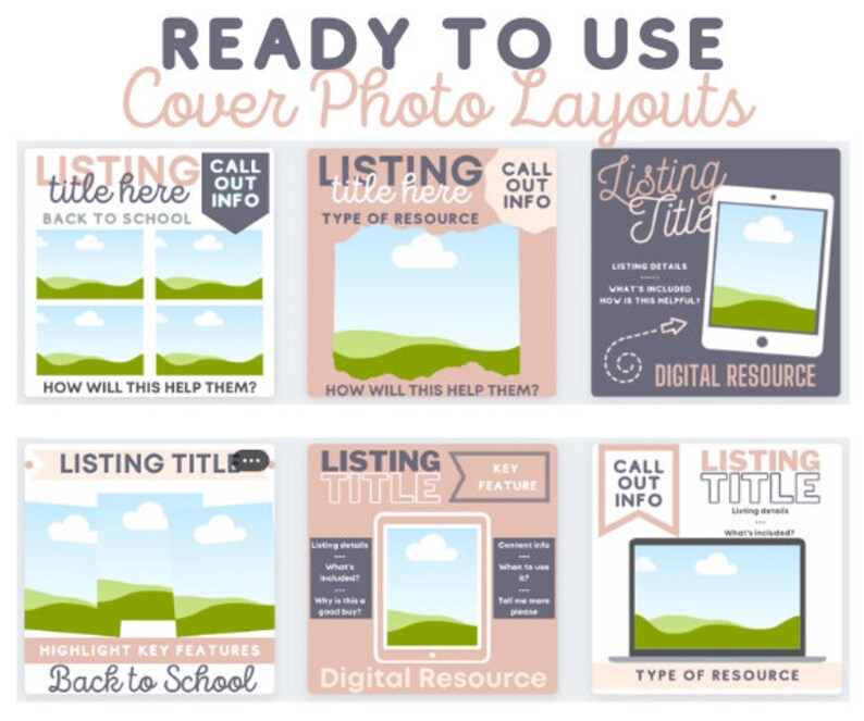 TPT Cover Photo Templates for Canva Square Muted Product | Etsy