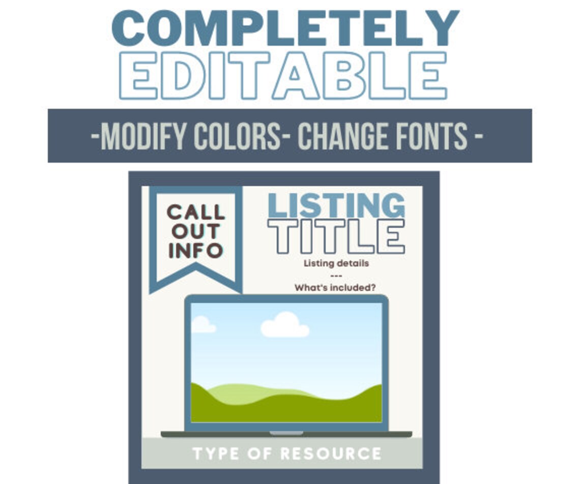 TPT Cover Photo Templates for Canva Square Muted Product - Etsy