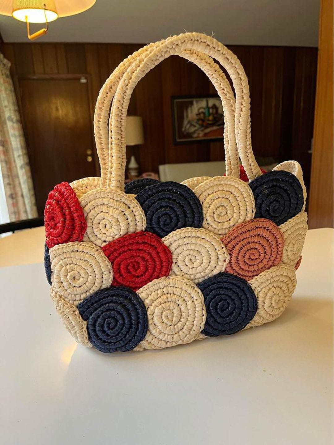 Vintage Red White and Blue Purse With Coral Accent Vintagevpurse 1960s ...