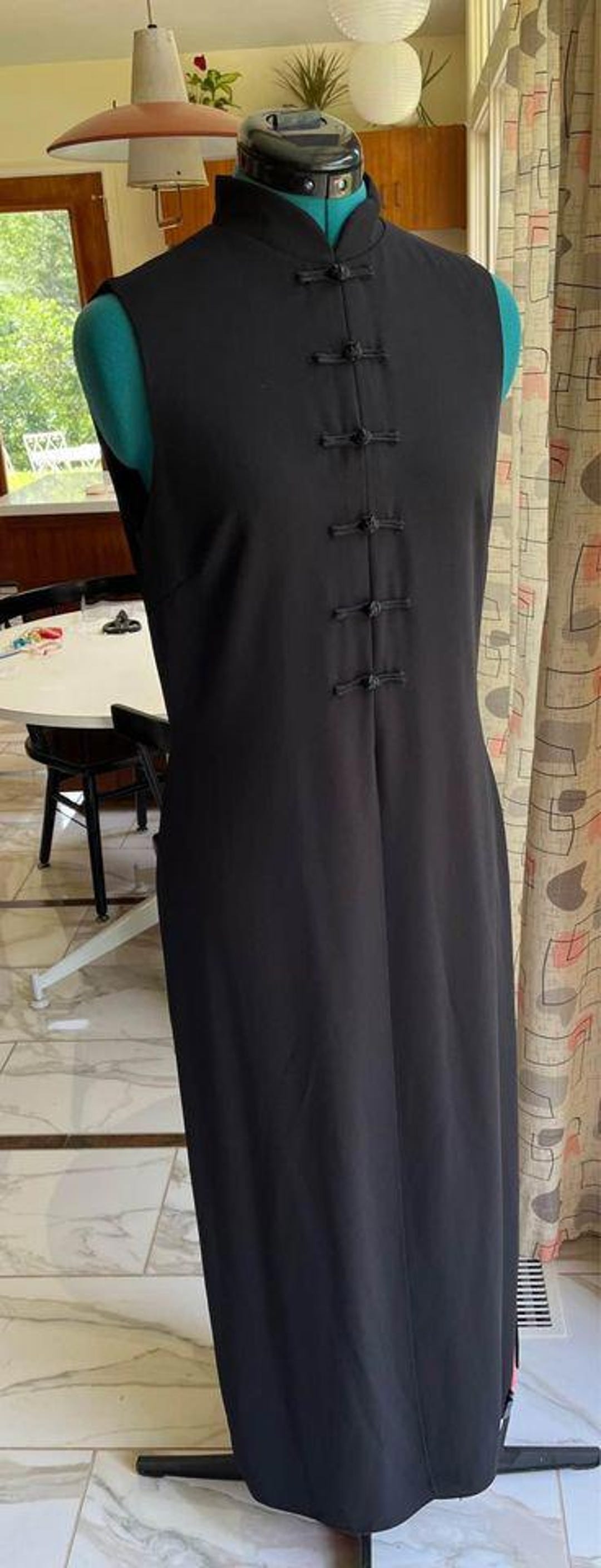 Vintage Black Asian Style Dress David Warren New York Hot Pink ...