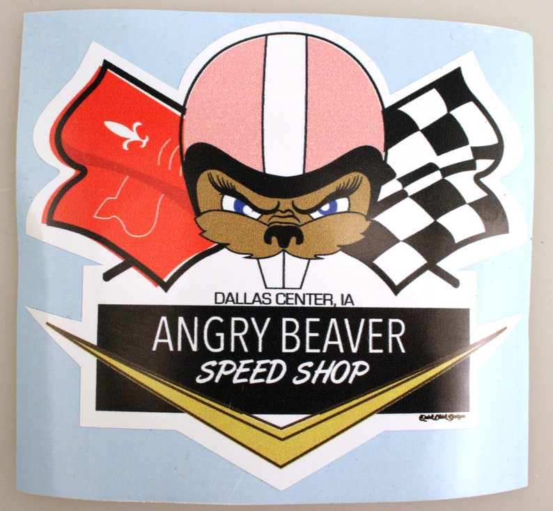 Angry Beaver Speed Shop Sticker- Lady Hot Rodder, Hot Rod, Custom Shop ...