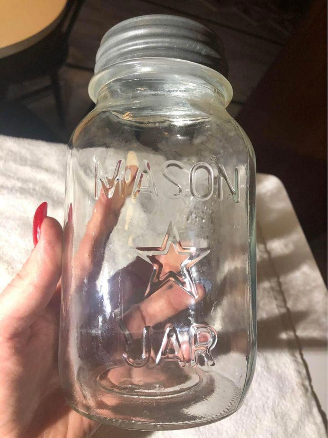 Vintage Antique Mason Star Jar With Milk Glass Lid STAR Mason Jar - Etsy
