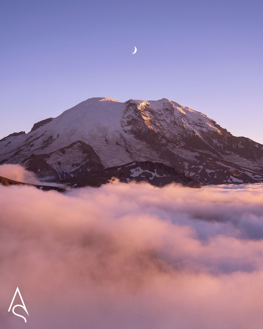 Moon Over Mt. Rainier National Park, Washington | PNW | Wanderlust Gift ...