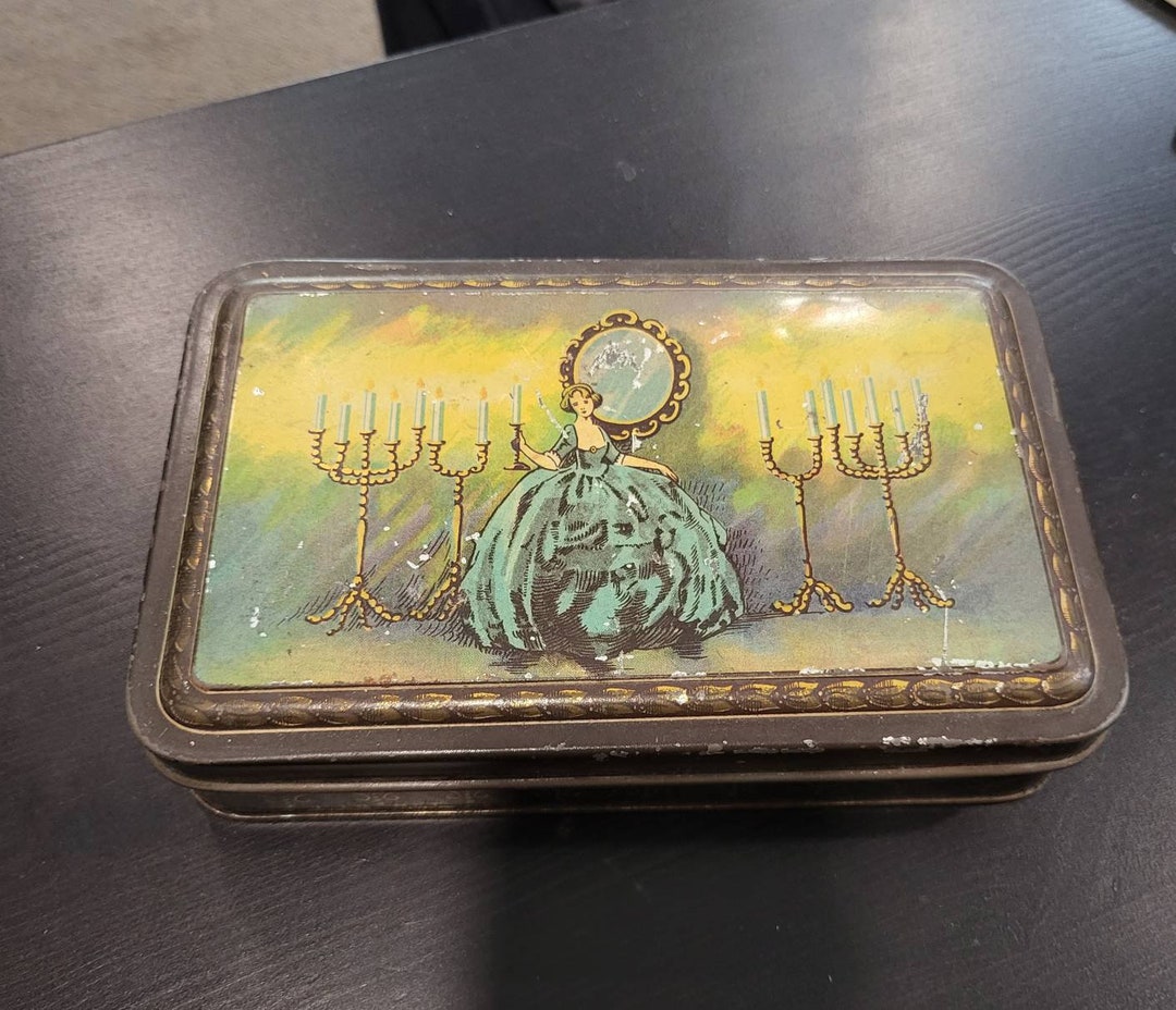 Vintage Loft, Hinged Tin Box With Victorian Woman With Candelabras - Etsy