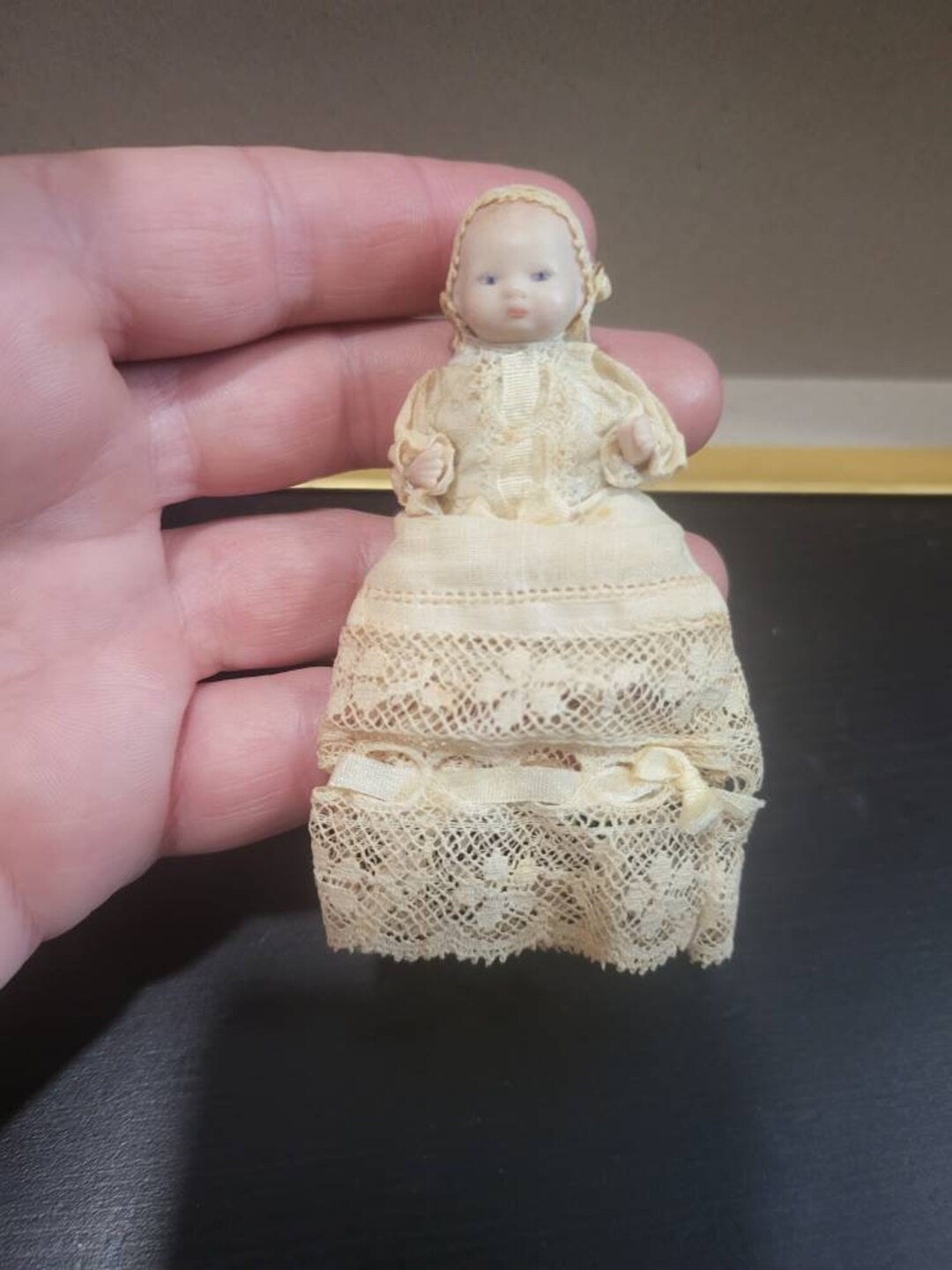 Vintage Porcelain Bye Lo Dollhouse Doll in White Lace Gown or Dress - Etsy