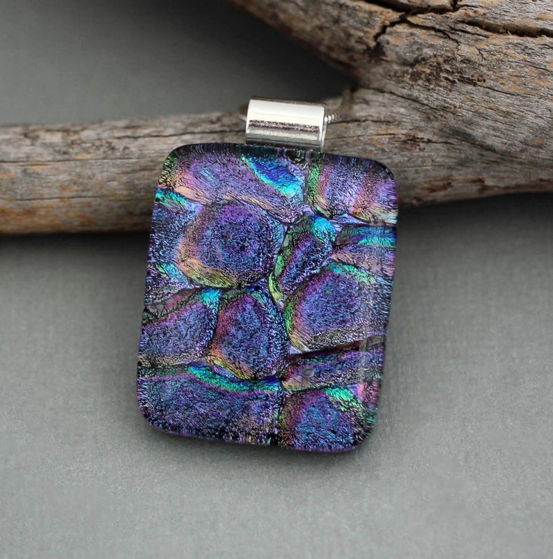 Handmade Rainbow Necklace Pendant - Dichroic Glass Necklace for Women ...