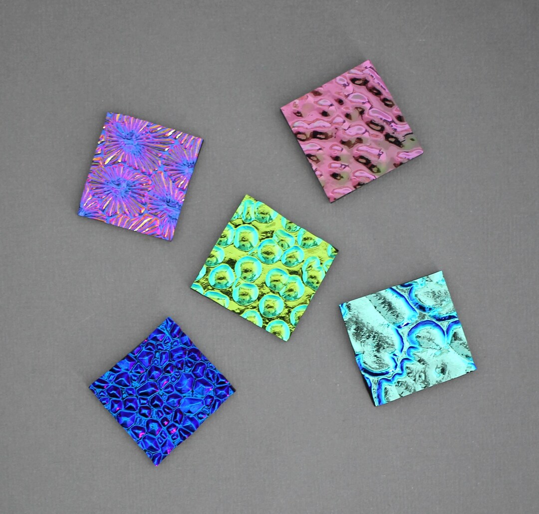 Dichroic Glass COE 90 Sample Pack - Fused Glass - 5 X 1" Squares ...