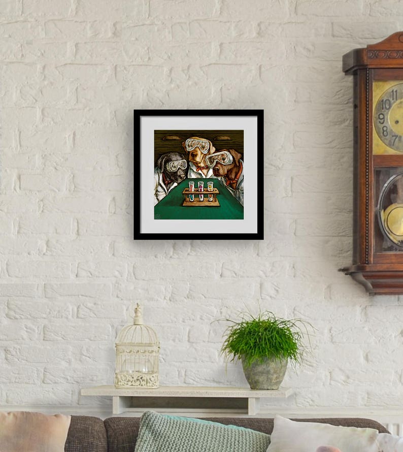 Unframed Scientist Laboratory Labrador Retriever Wall Art of Yellow Lab ...