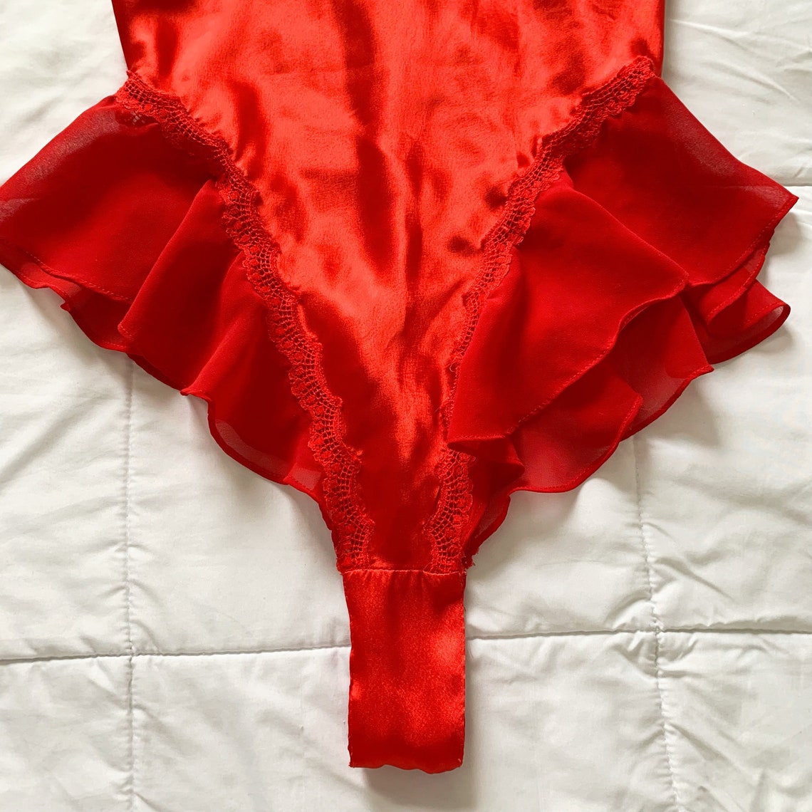Vintage 80s Red Lace Teddy Lingerie One Piece | Etsy