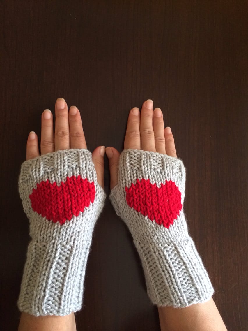 Grey heart gloves Grey gloves handmade gloves. | Etsy