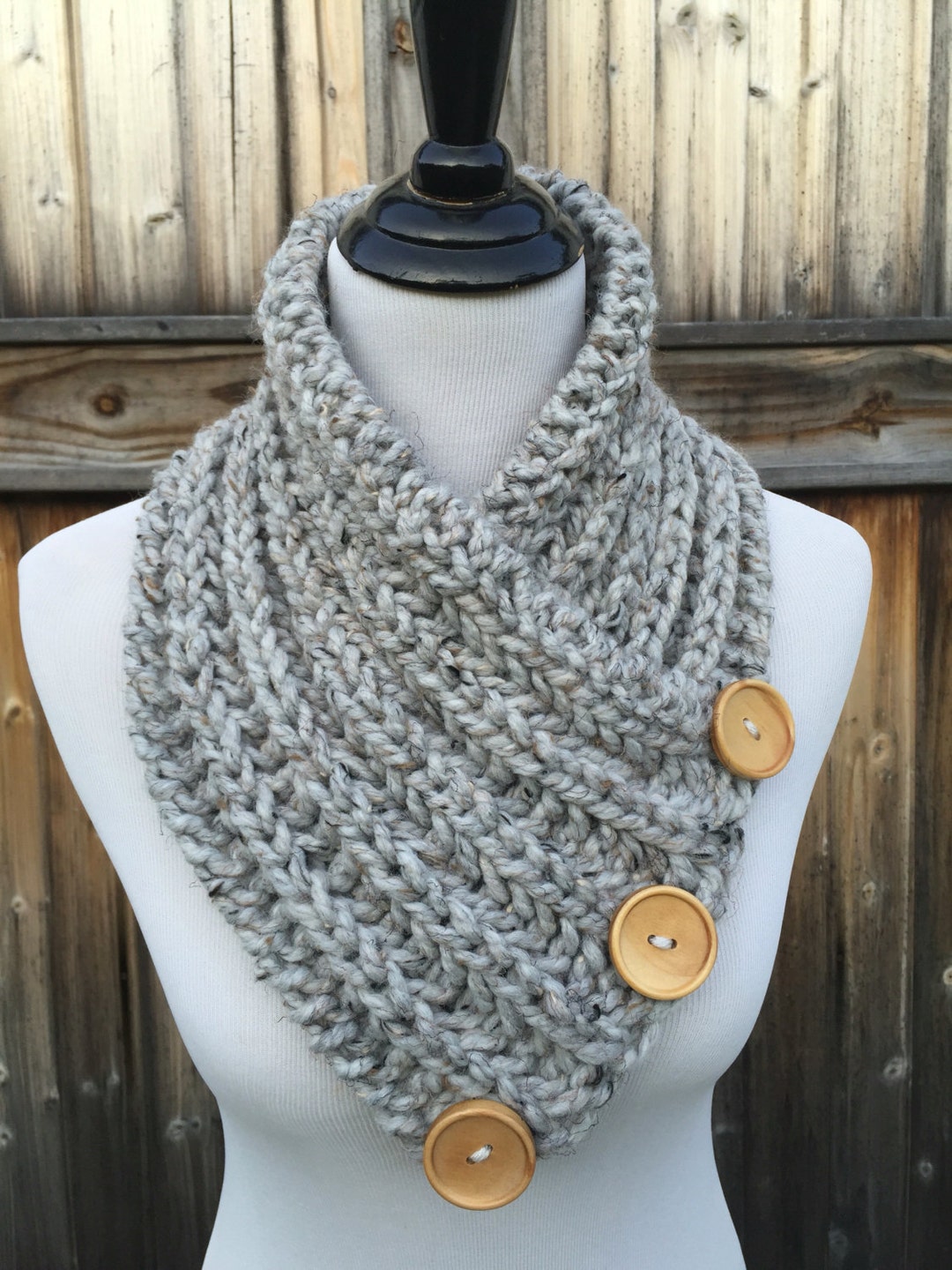 Knit Button Scarf Blanket Scarf Chunky Knitted Wrap Warmer Snood - Etsy