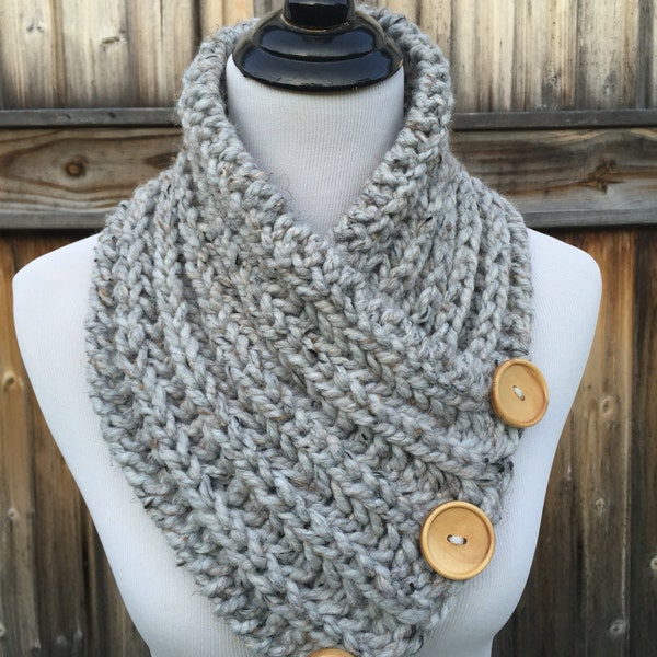 Knitted Button Scarf - Etsy