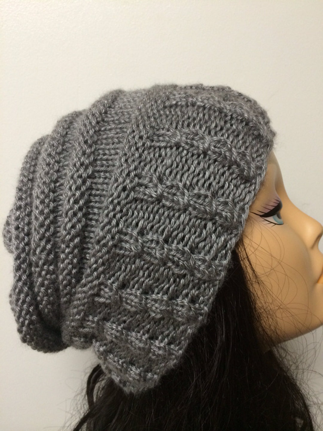 Grey Hand Knit Hat,slouchy Women Hat, Wool Beret, Knit Beret, Oversized ...