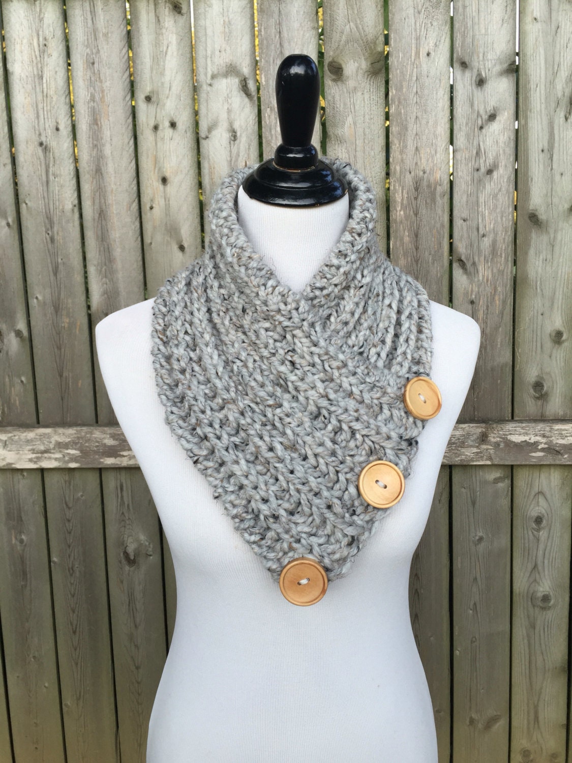 Knit Button Scarf Blanket Scarf Chunky Knitted Wrap Warmer Snood - Etsy