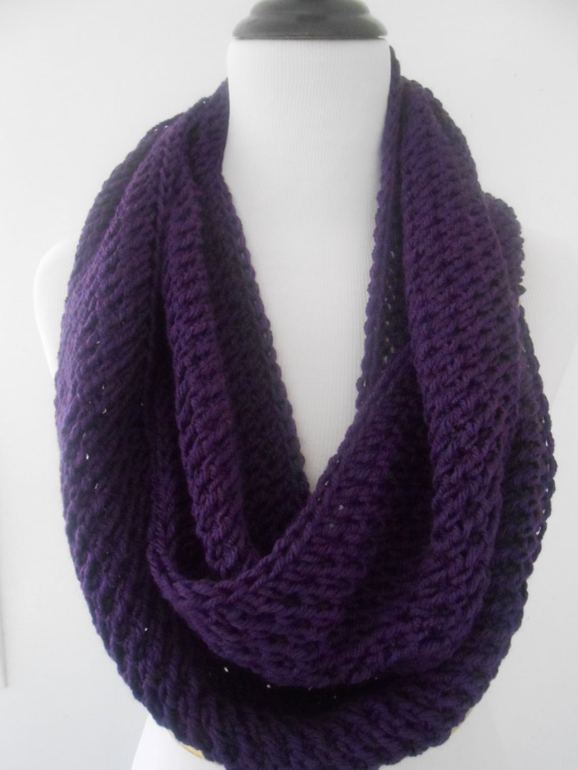 Purple Infinity Scarfknitted Infinity Scarfloop Scarf - Etsy