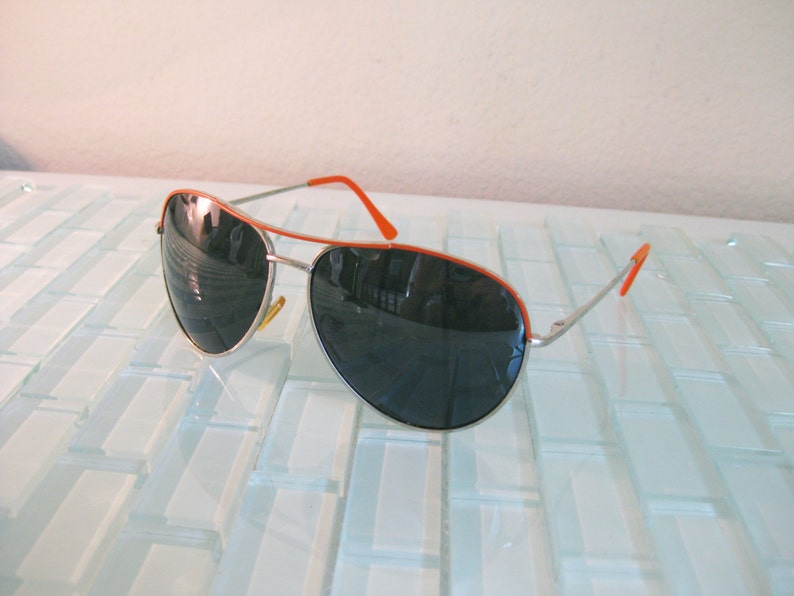1970s wire Aviators Orange Chrome Aviator Sunglasses | Etsy
