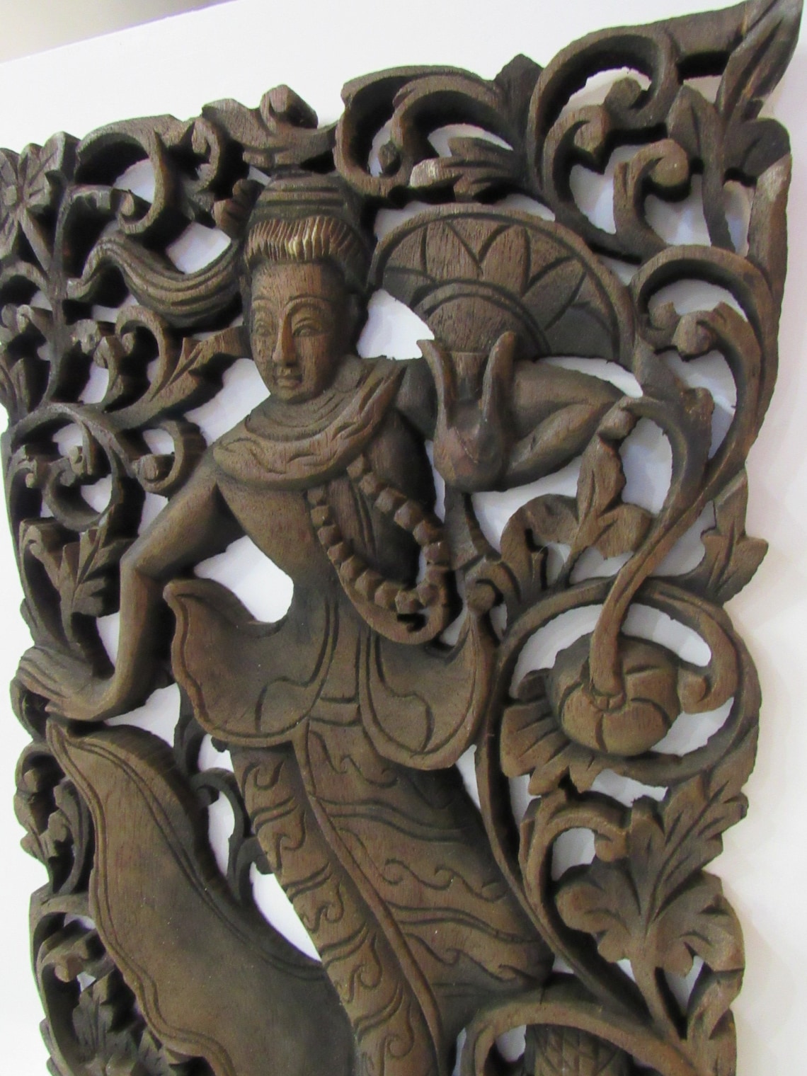 Indonsian Goddess Carved Wood Panel 18 X 12 X 3/4 | Etsy