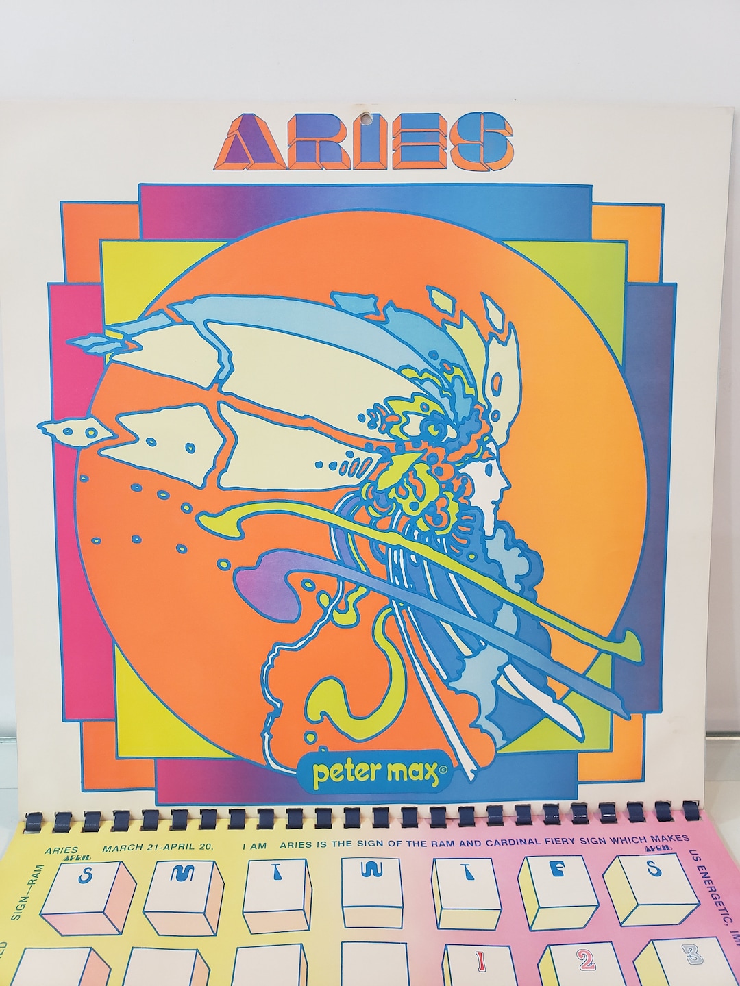 Peter Max 1971 Astrology Calendar - CHOOSE 1 - Aries - Taurus - Gemini ...